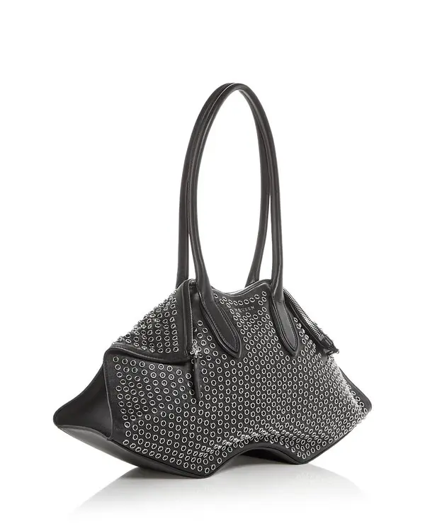 Alexander McQueen Leather Manta Bag With Eyelet Studs - Black