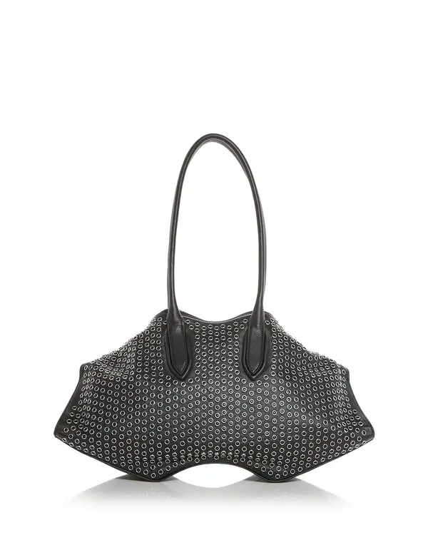 Alexander McQueen Leather Manta Bag With Eyelet Studs - Black
