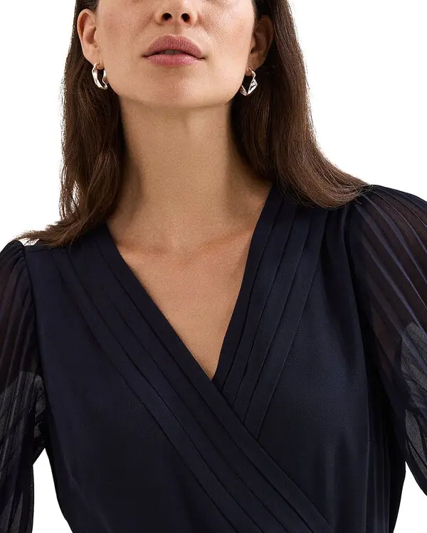 PHASE EIGHT Abigail Pleated Wrap Dress - Navy
