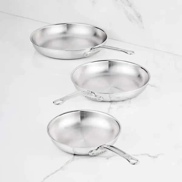 HESTAN Probond Luxe Professional Clad Stainless Steel Skillets, Set Of 3 - Silver