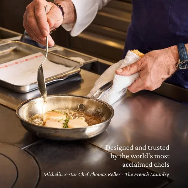 HESTAN Probond Luxe Professional Clad Stainless Steel Skillets, Set Of 3