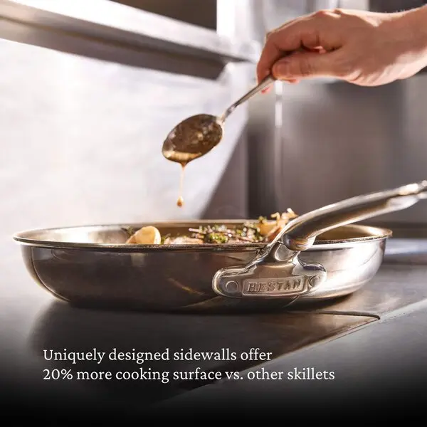 HESTAN Probond Luxe Professional Clad Stainless Steel Skillets, Set Of 3