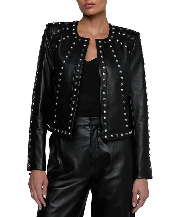 L'Agence Fia Studded Leather Jacket