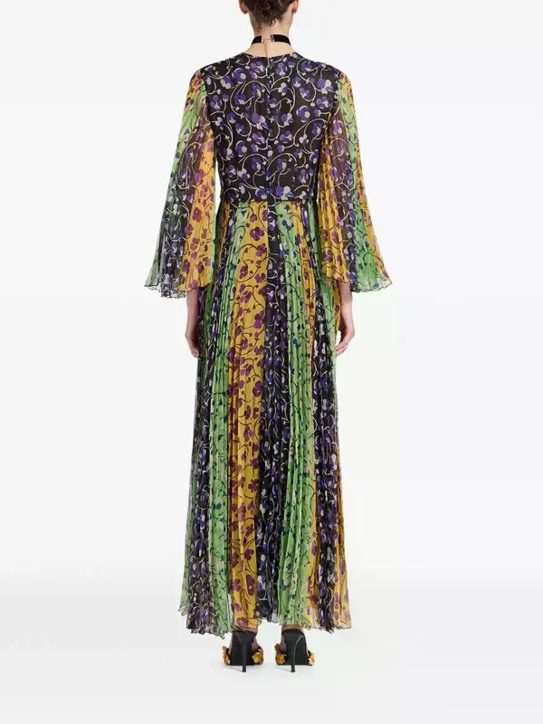 La DoubleJ Angel Floral-print Pleated Maxi Dress