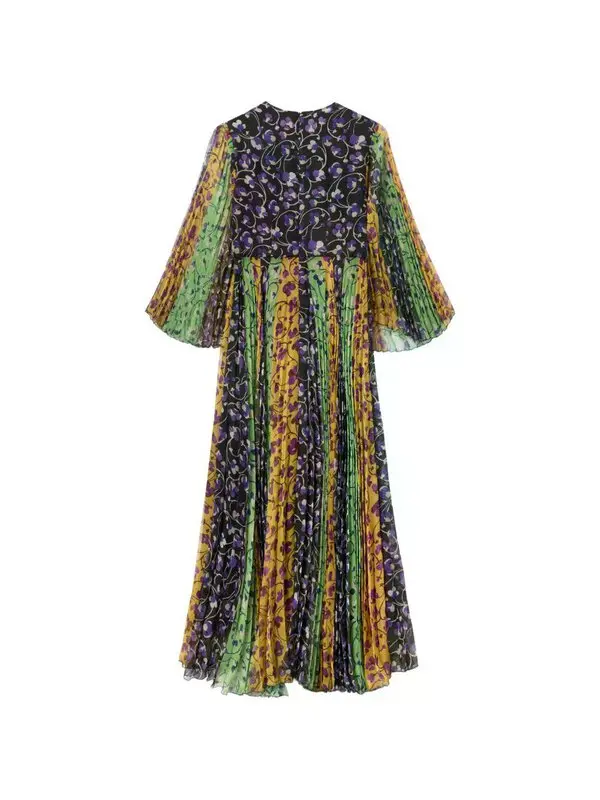 La DoubleJ Angel Floral-print Pleated Maxi Dress