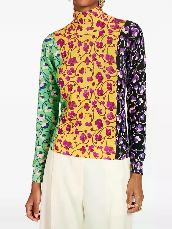 La DoubleJ Floral Turtle-neck Blouse