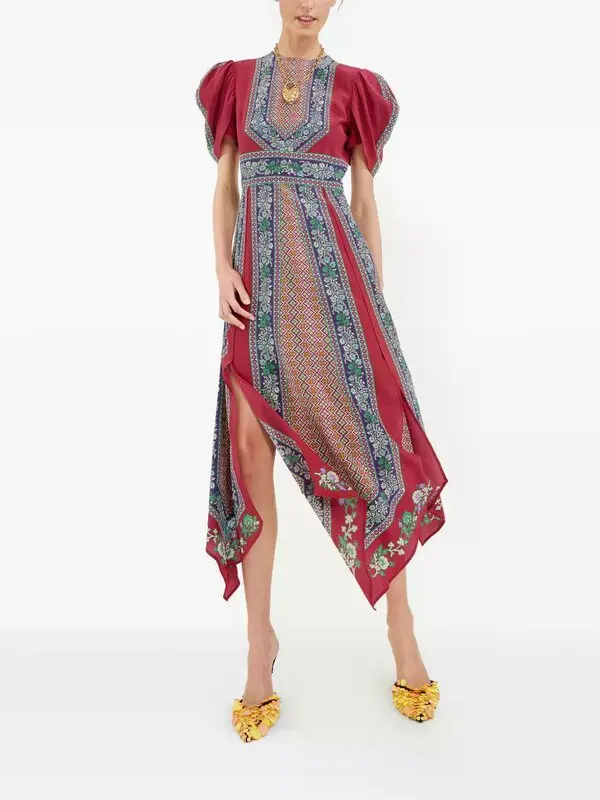 La DoubleJ Puffed-sleeved Midi Dress