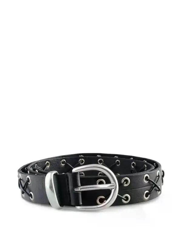 MOLEBO Eyelet Leather Belt - Black