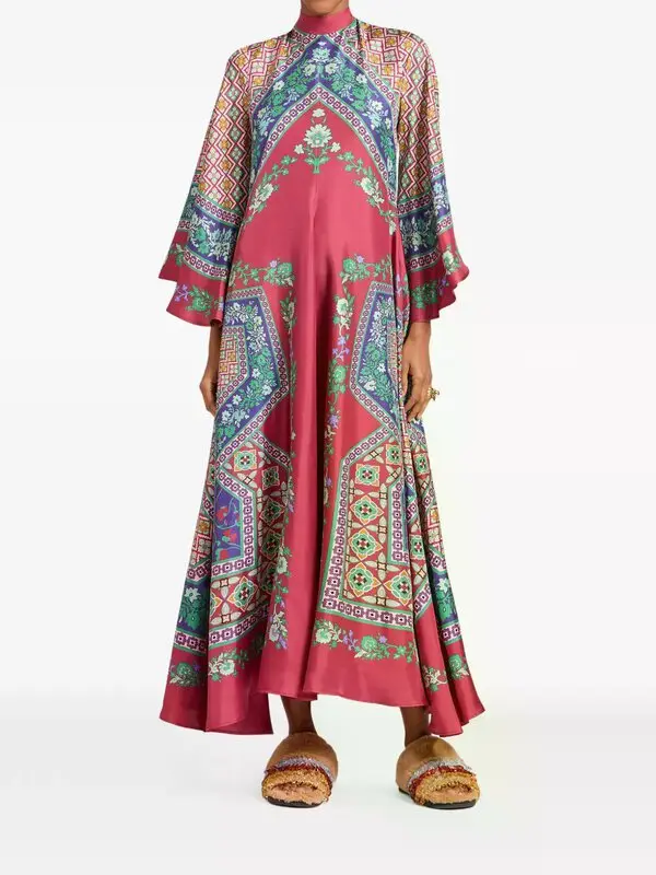 La DoubleJ Magnifico Floral Maxi Dress With Pussy-bow - Red