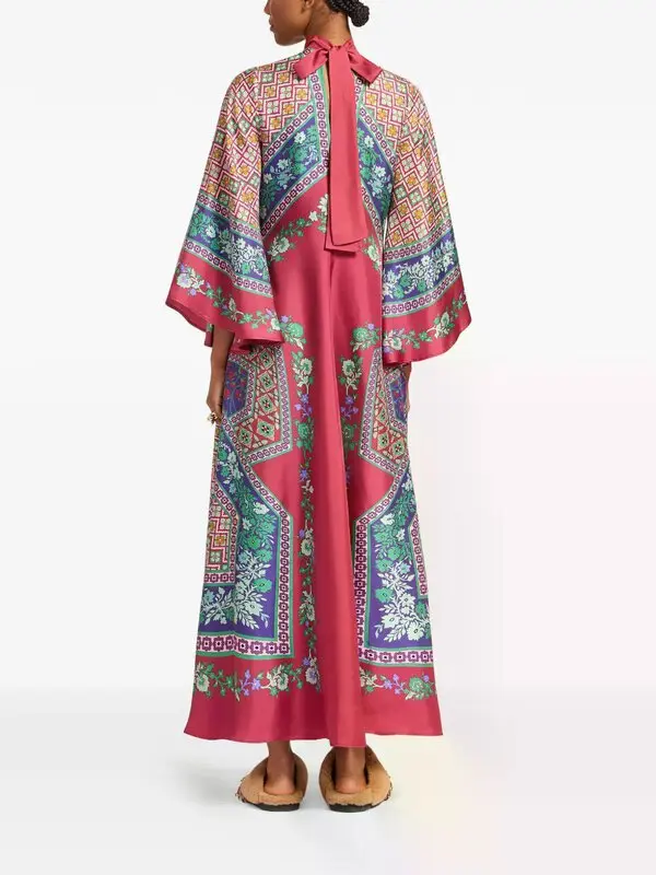 La DoubleJ Magnifico Floral Maxi Dress With Pussy-bow - Red