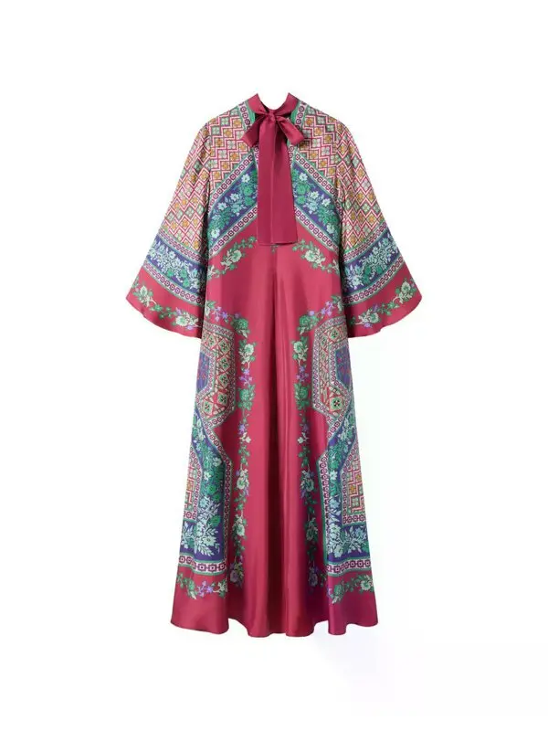La DoubleJ Magnifico Floral Maxi Dress With Pussy-bow - Red