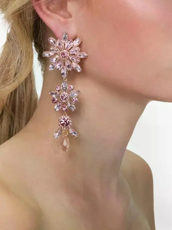 SELF-PORTRAIT Flower Crystal Drop Earrings