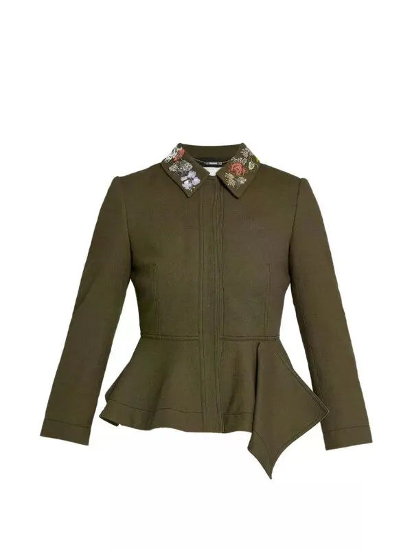 Erdem Embroidered-collar Peplum Jacket