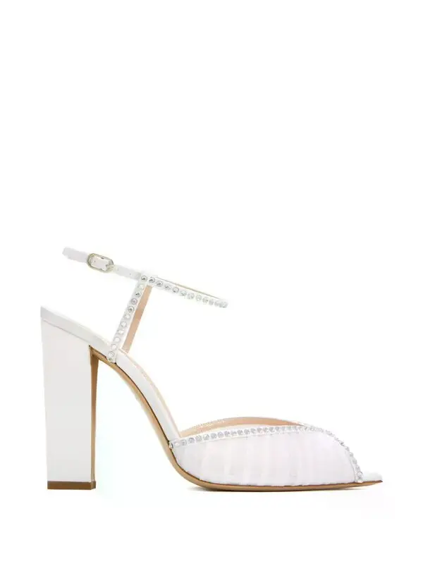 ANDREA WAZEN Katy Rhinestone Block Heel Sandals
