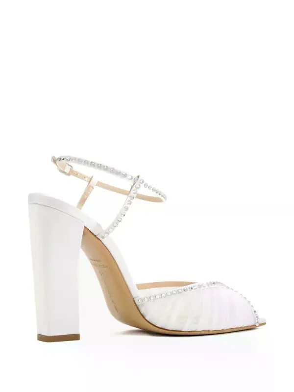 ANDREA WAZEN Katy Rhinestone Block Heel Sandals