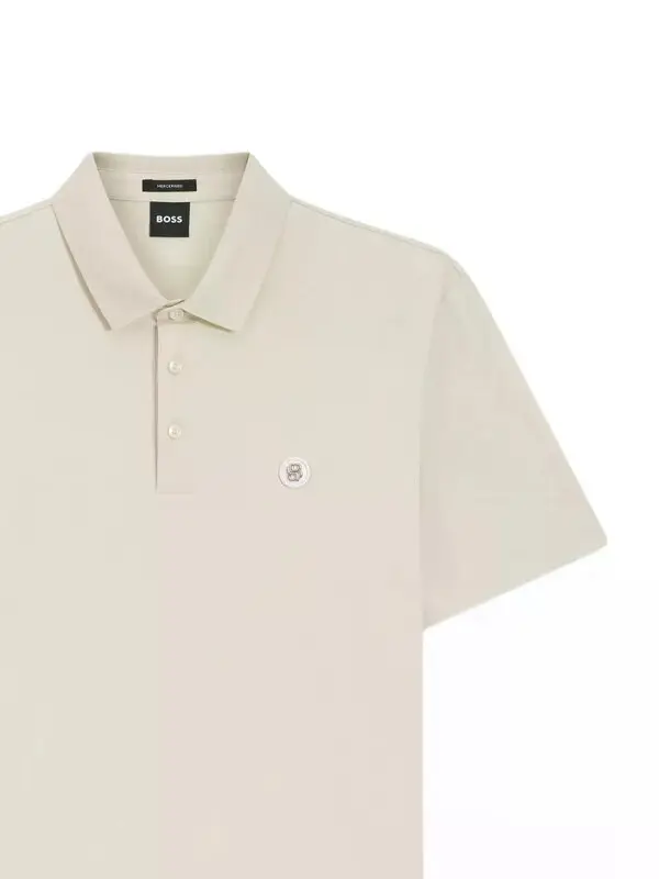BOSS Buttoned Logo-detail Polo Shirt - Neutrals