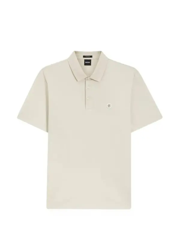 BOSS Mercerised-cotton Polo Shirt With Double B Monogram - Neutrals