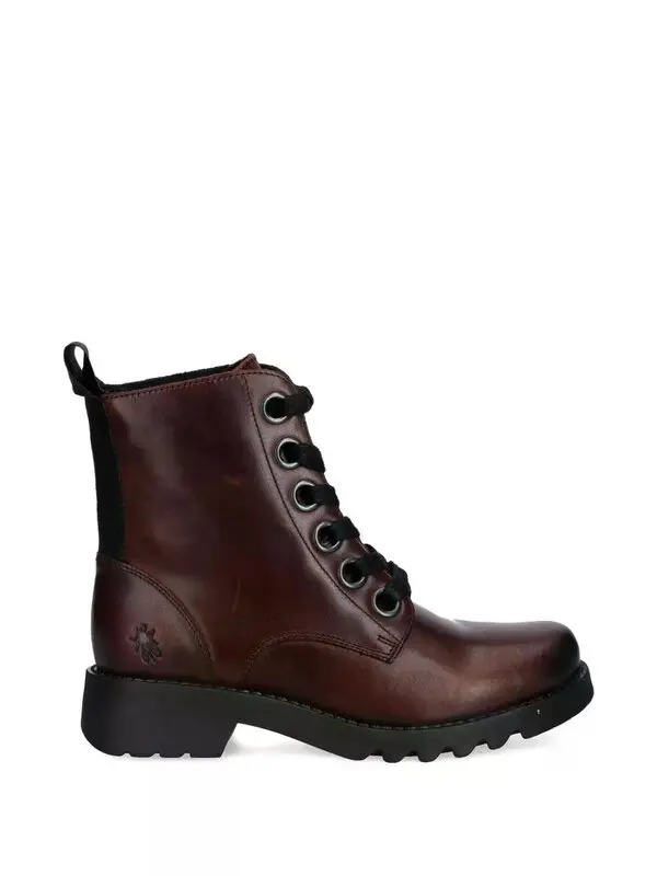 Fly London Lace-up Pull-tab Boots - Red