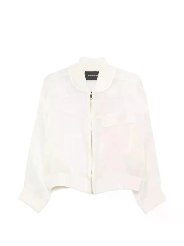 Fabiana Filippi Zipped Sheer Bomber Jacket - Neutrals