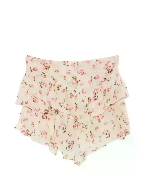 MARANT ETOILE Floral Print Ruffled Skirt - Neutrals