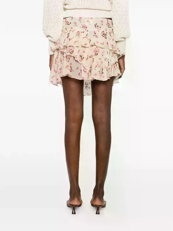 MARANT ETOILE Floral Print Ruffled Skirt - Neutrals