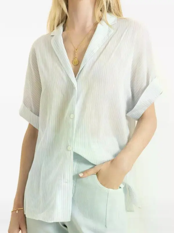 Eleventy Button-front Striped Shirt