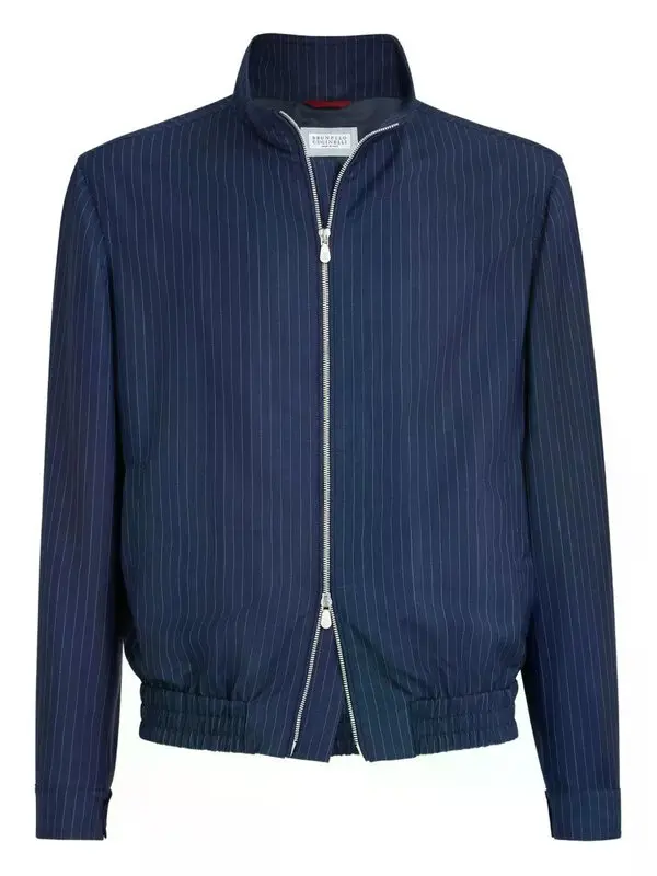 Brunello Cucinelli Pinstripe Stand-collar Jacket