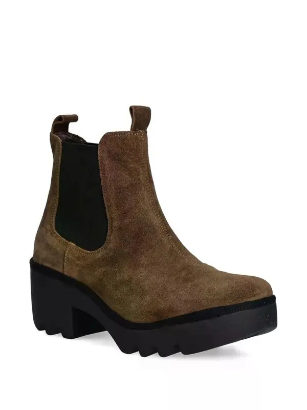 Fly London Platform Heeled Chelsea Boots - Brown