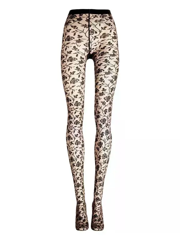 Wolford Rose Floral Tights - Neutrals