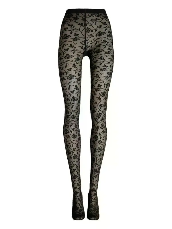 Wolford Rose Floral Tights - Black
