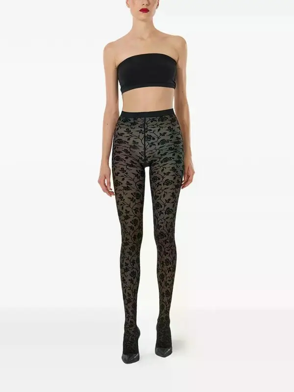 Wolford Rose Floral Tights - Black