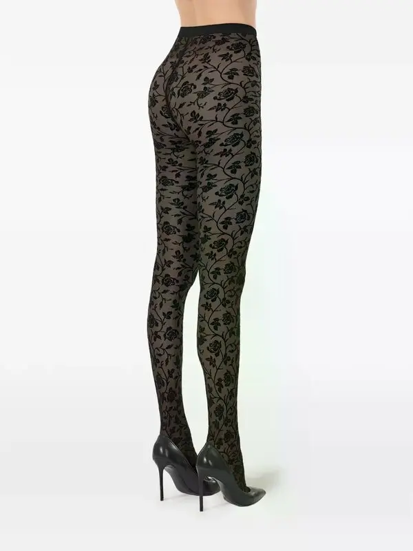 Wolford Rose Floral Tights - Black