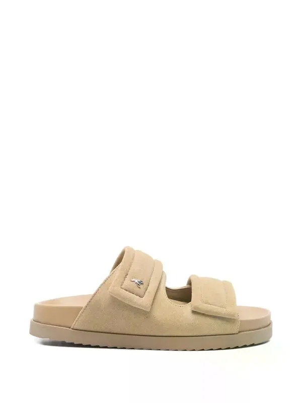 Patrizia Pepe Suede Sandals With Logo Detail - Neutrals