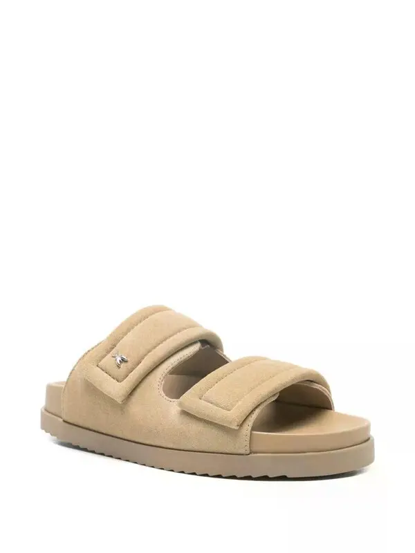 Patrizia Pepe Suede Sandals With Logo Detail - Neutrals