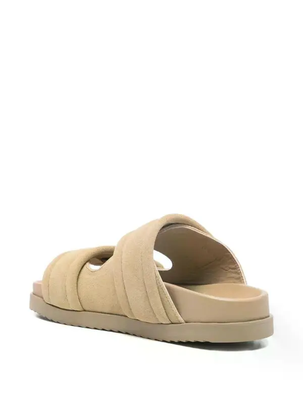 Patrizia Pepe Suede Sandals With Logo Detail - Neutrals