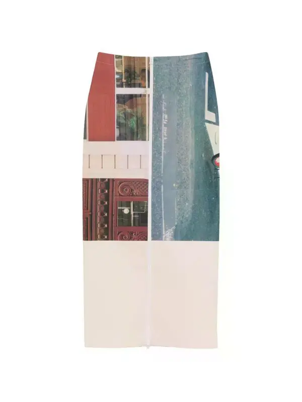 Issey Miyake Graphic-print Midi Skirt
