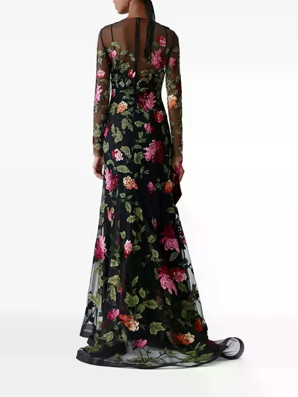 Carolina Herrera Floral-embroidered Maxi Dress