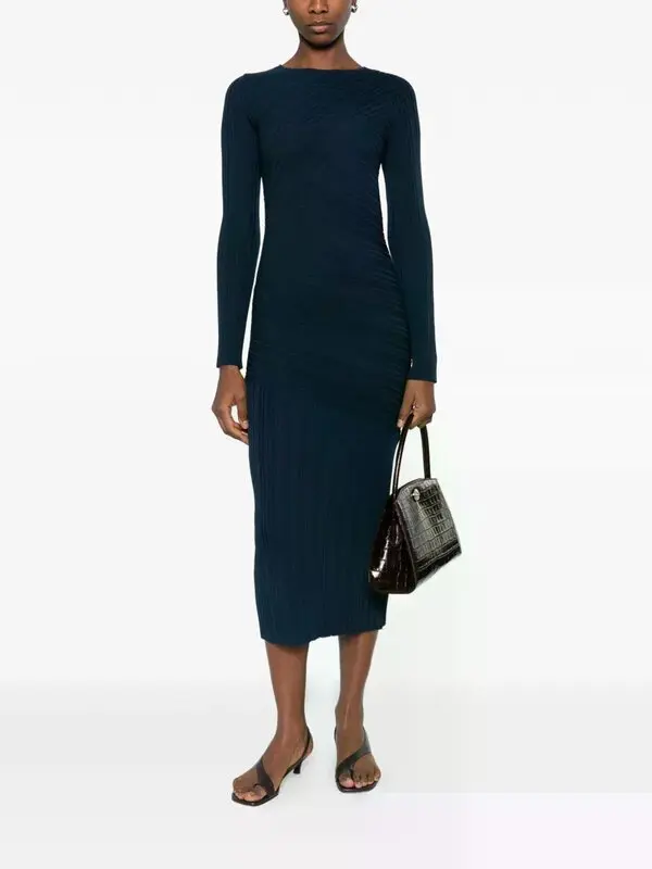 Patrizia Pepe Sculptural Knit Midi Dress - Blue