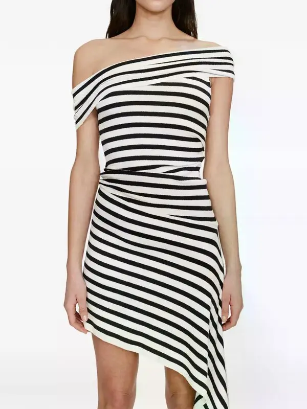 Christopher Esber Stripe Knit Drape Mini Dress