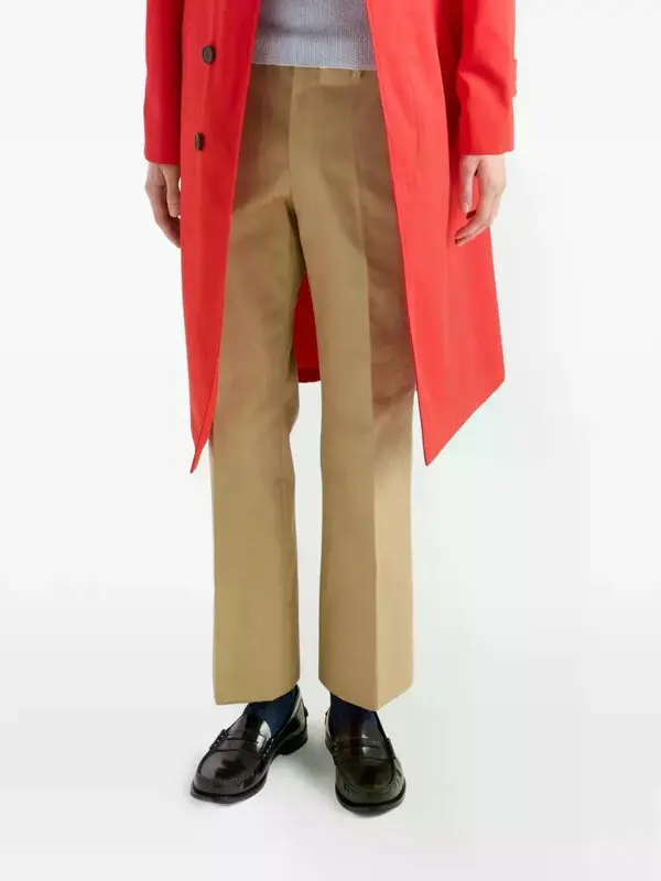 Prada Trumpet-flare Cotton Trousers - Neutrals