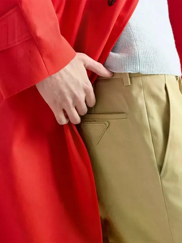 Prada Trumpet-flare Cotton Trousers - Neutrals