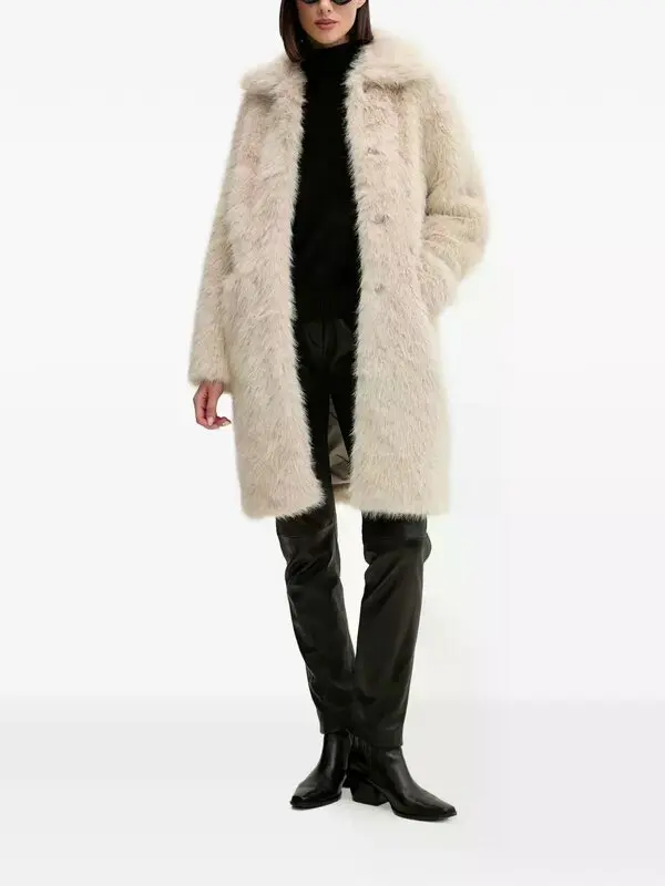 BOMBOOGIE Button-fastening Collared Faux Fur Coat