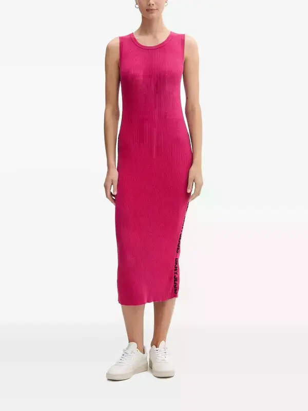 Dkny Side-logo Ribbed Midi Dress