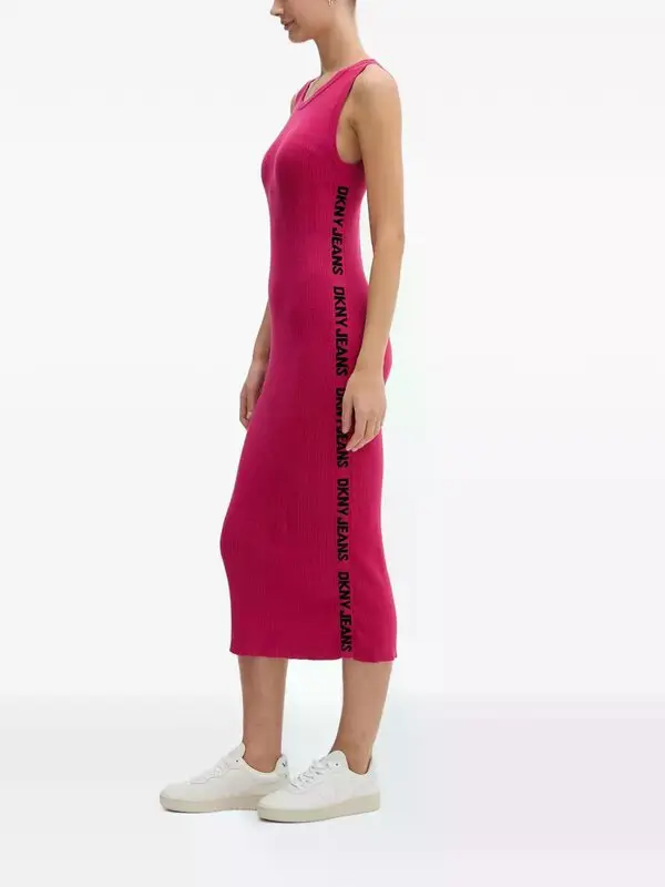 Dkny Side-logo Ribbed Midi Dress