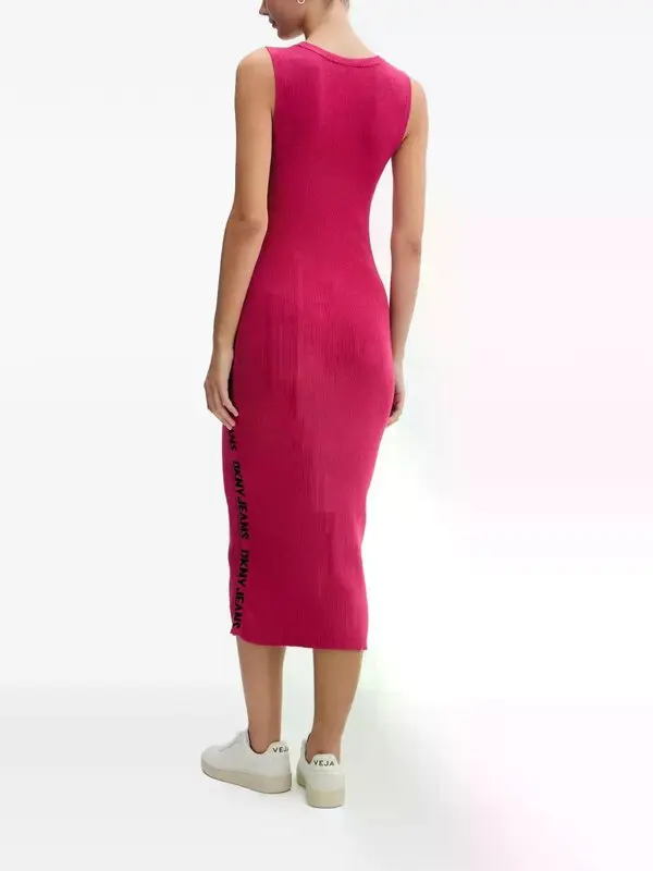 Dkny Side-logo Ribbed Midi Dress