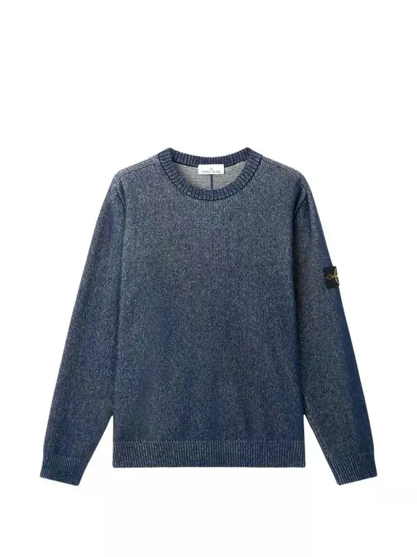 Stone Island Logo-patch Textured Sweater - Blue