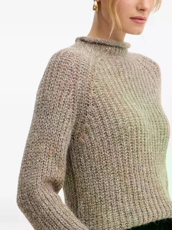 Luisa Spagnoli Ribbed-cuff Sparkle Sweater