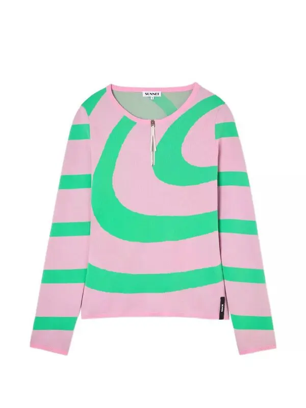 Sunnei Striped Zip Top - Pink