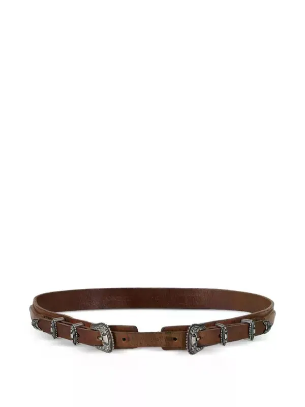FORTELA Leather Double-buckle Belt - Brown