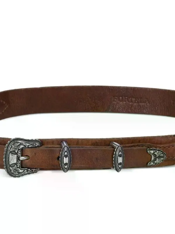 FORTELA Leather Double-buckle Belt - Brown